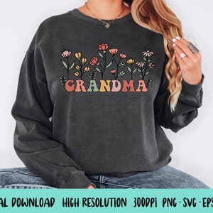 Wildflower Grandma Svg Png, Floral Grandma Svg, Mimi Png, Grandma Svg, Gift for Mom, Groovy Mama ...