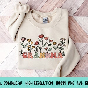 Wildflower Grandma Svg Png, Floral Grandma Svg, Mimi Png, Grandma Svg, Gift for Mom, Groovy Mama ...