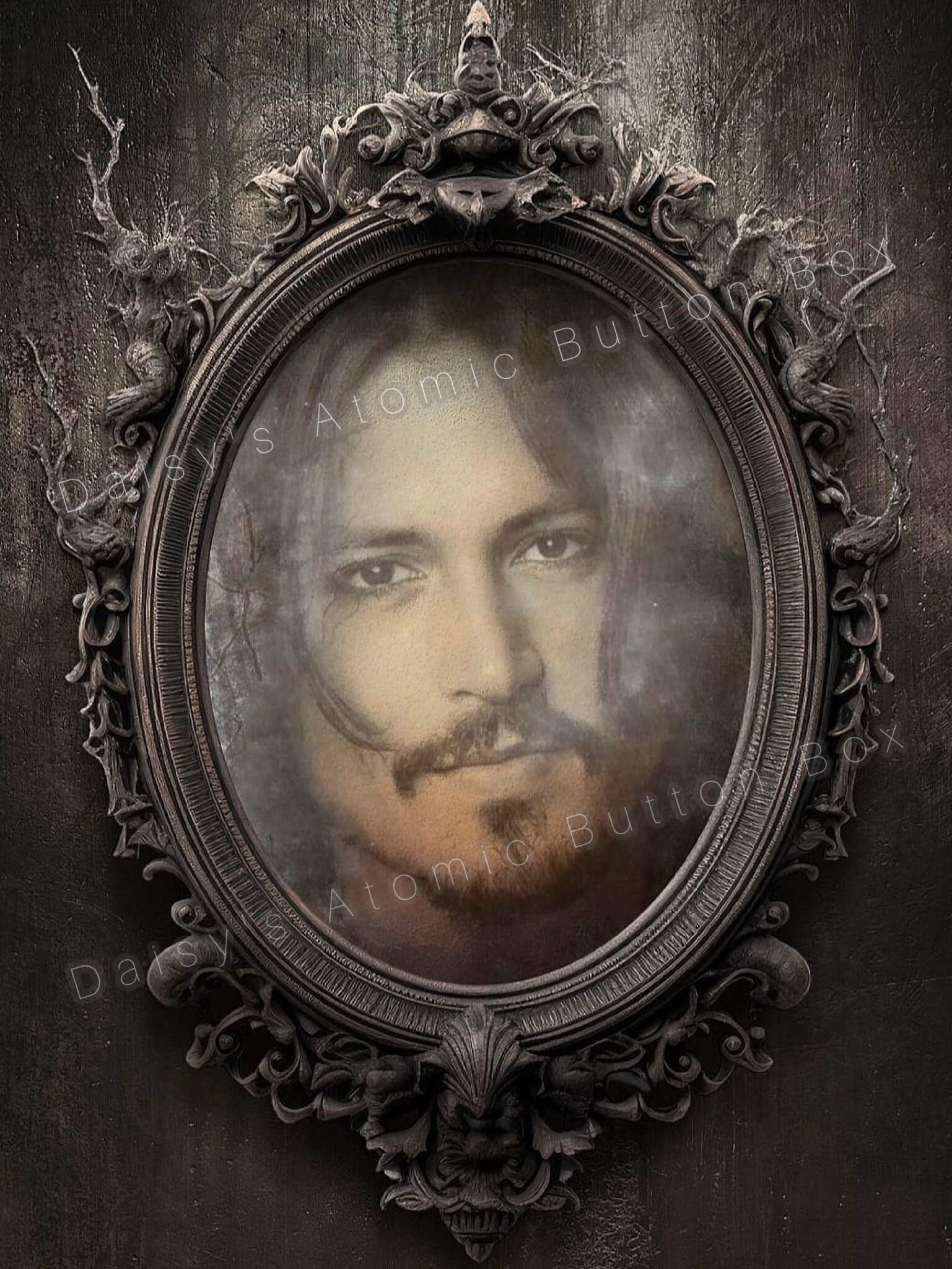 Johnny Depp SET of 4 Gothic Ornate Oval Frame Prints / 8.25x10.75 ...