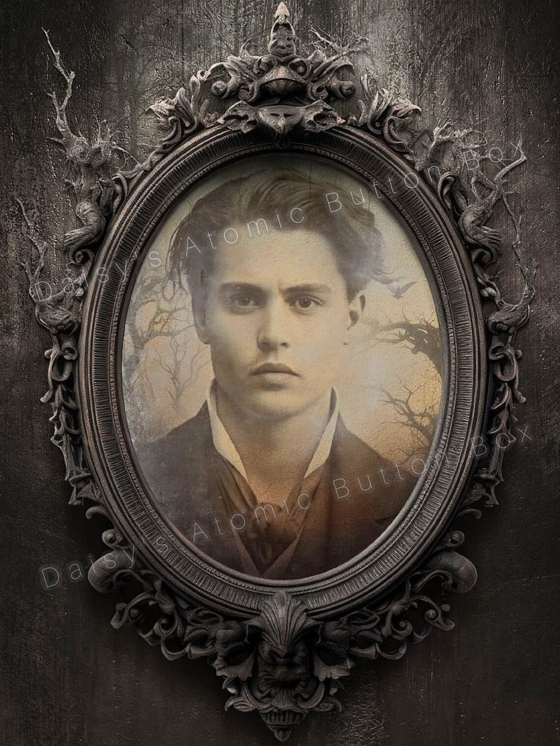 Johnny Depp SET of 4 Gothic Ornate Oval Frame Prints / 8.25x10.75 ...