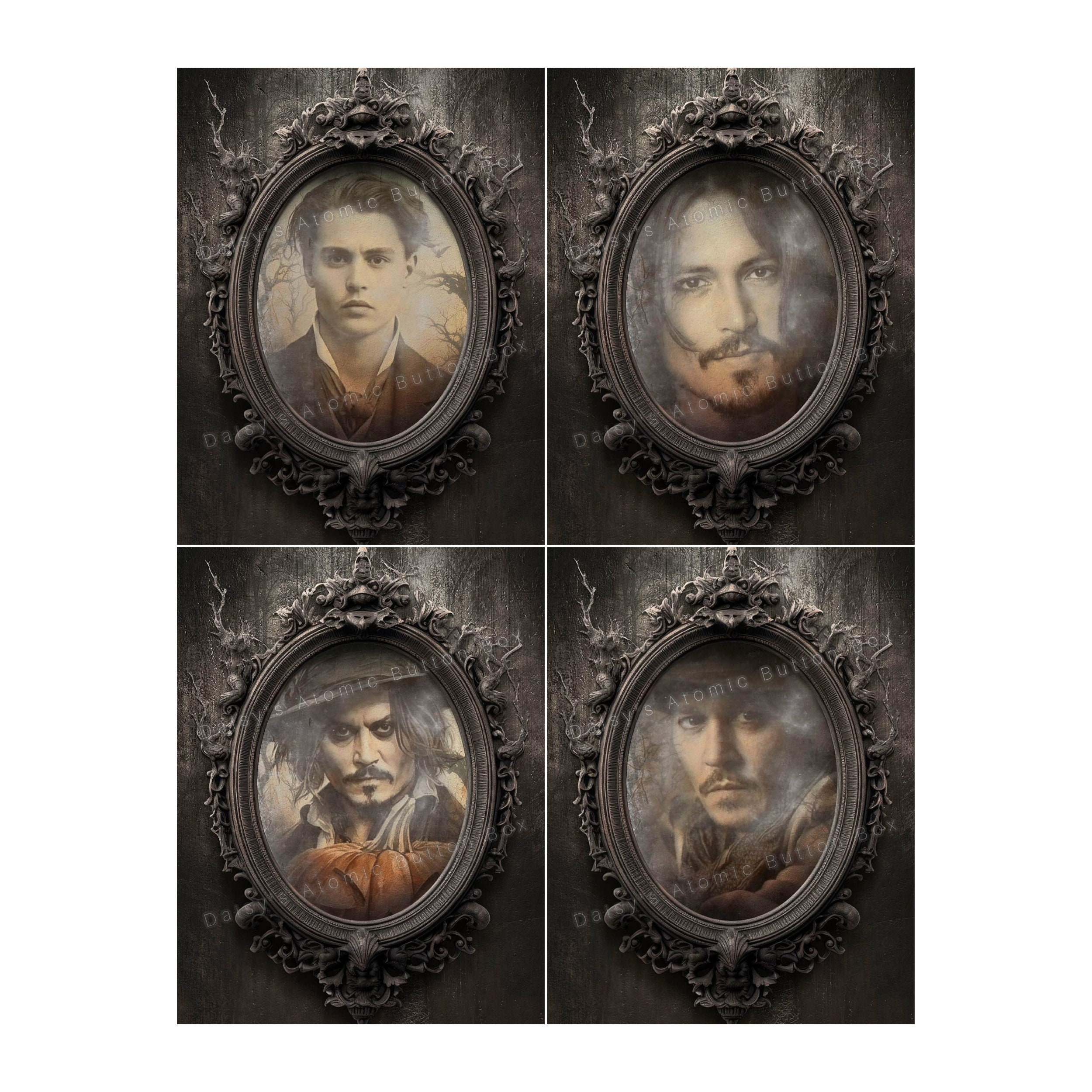 Johnny Depp SET of 4 Gothic Ornate Oval Frame Prints / 8.25x10.75 ...