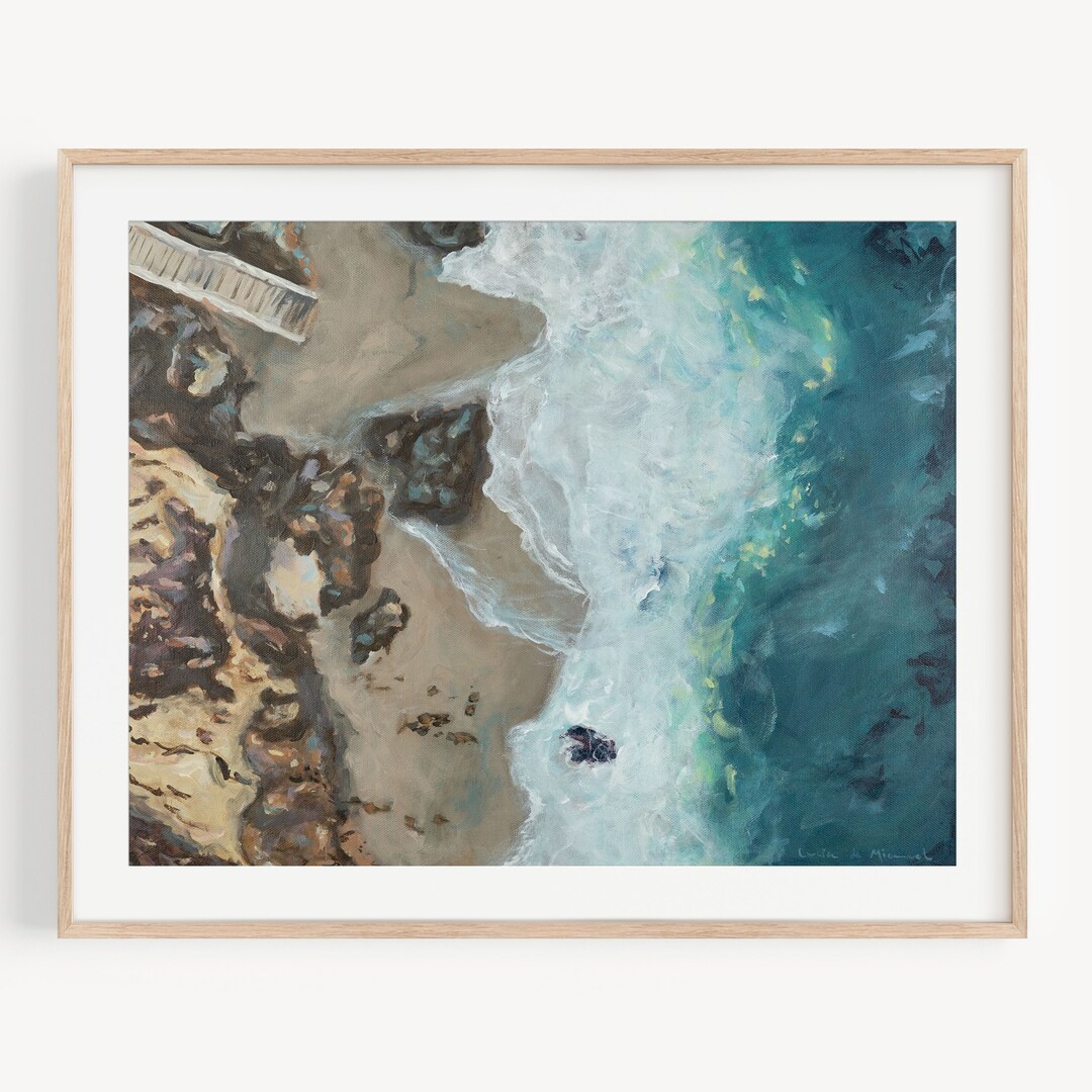 Ocean Inspired Style Beach Wall Art Blue Seashore Paintin, Beach Modern ...
