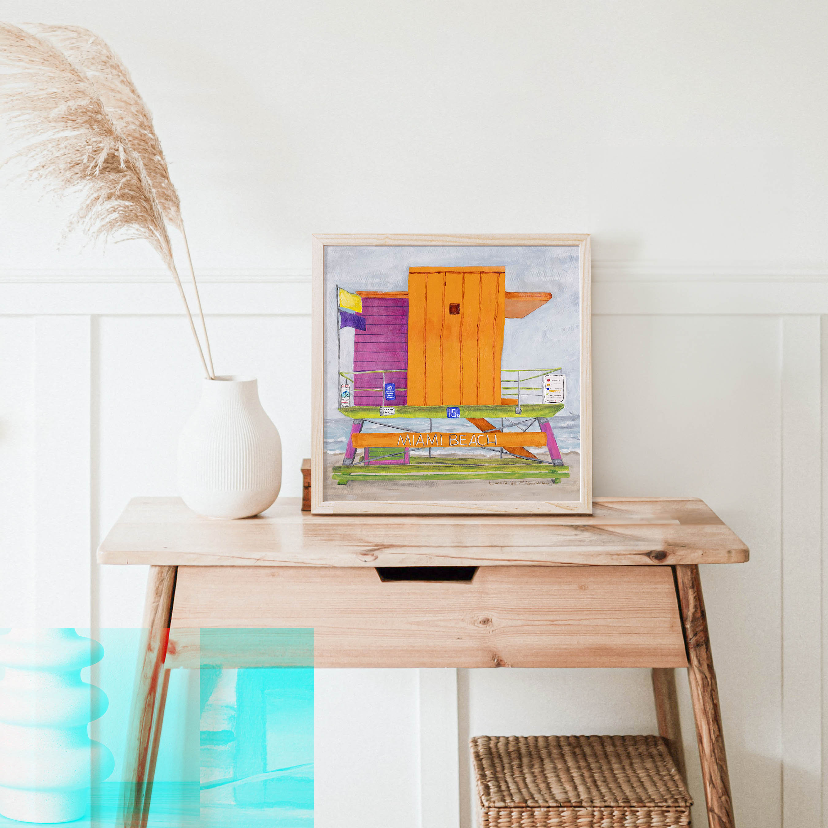 Lifeguard Tower Art Miami Beach Home Decor Coastal Painting Wall Art ...