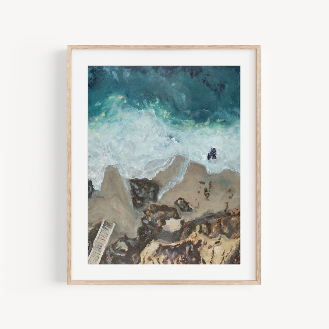 Ocean Inspired Style, Harbor Wall Art, Blue Seashore Painting, Beach ...