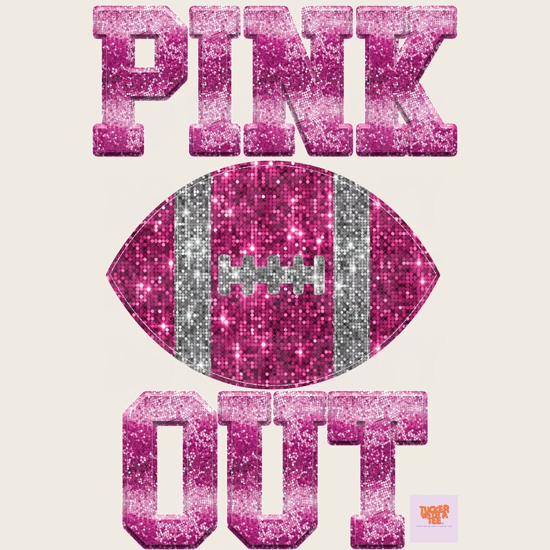 Pink Out Football PNG, Faux Glitter Pink Football PNG, Faux Sequins ...