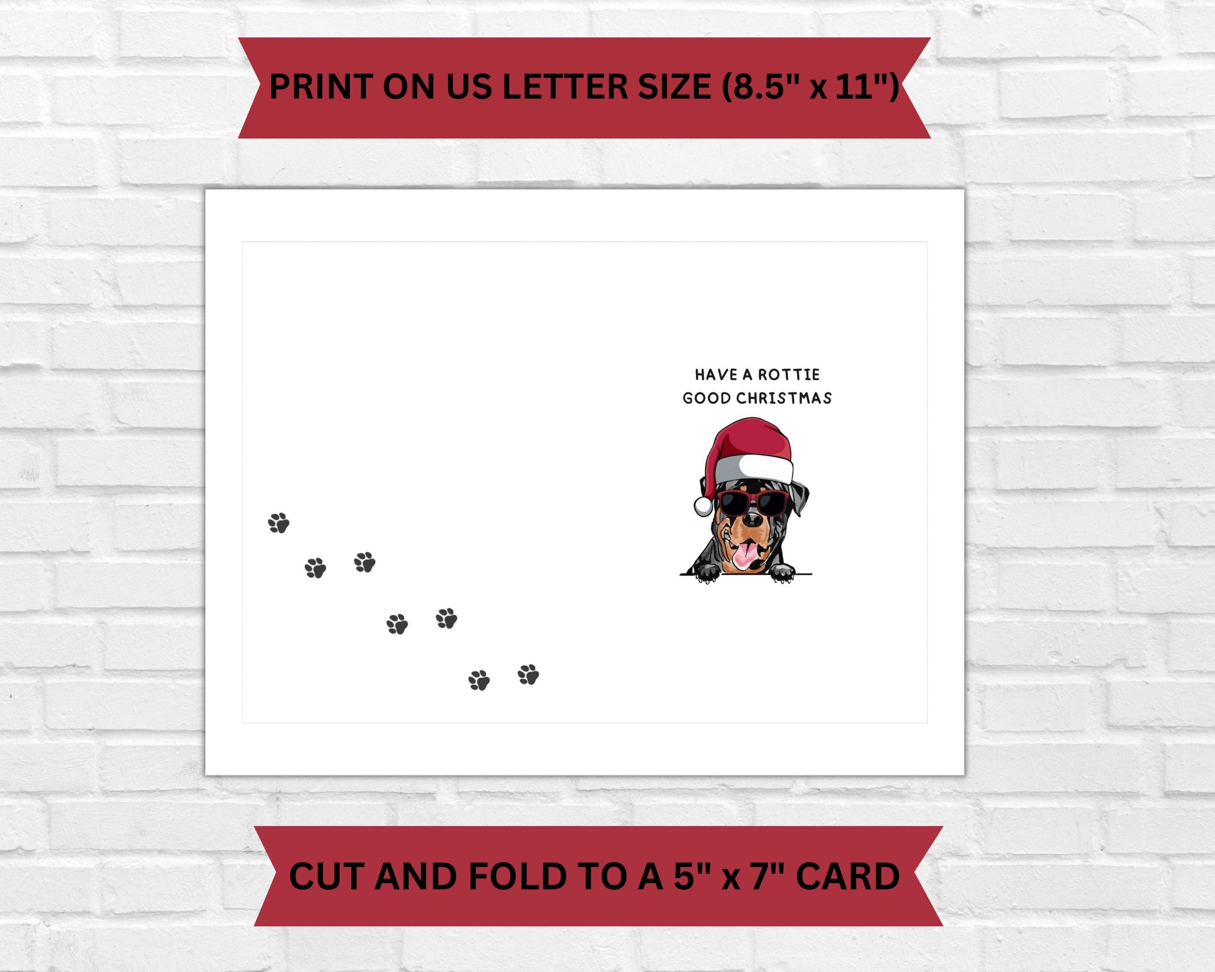 Printable Card Funny, Dog Christmas Cards, Digital Cards, Rottweiler ...