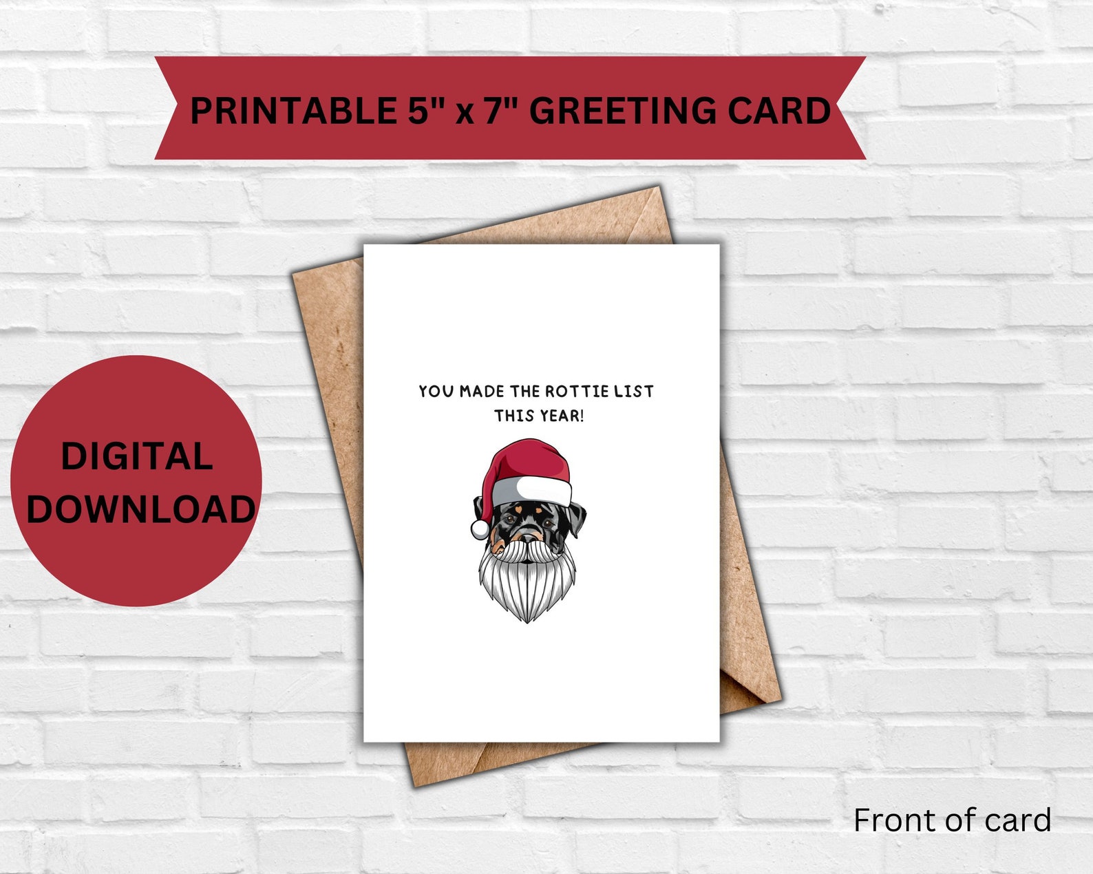 Printable Card Funny, Dog Christmas Cards, Digital Cards, Rottweiler ...