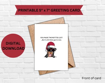 Printable Card Funny, Dog Christmas Cards, Digital Cards, Rottweiler ...