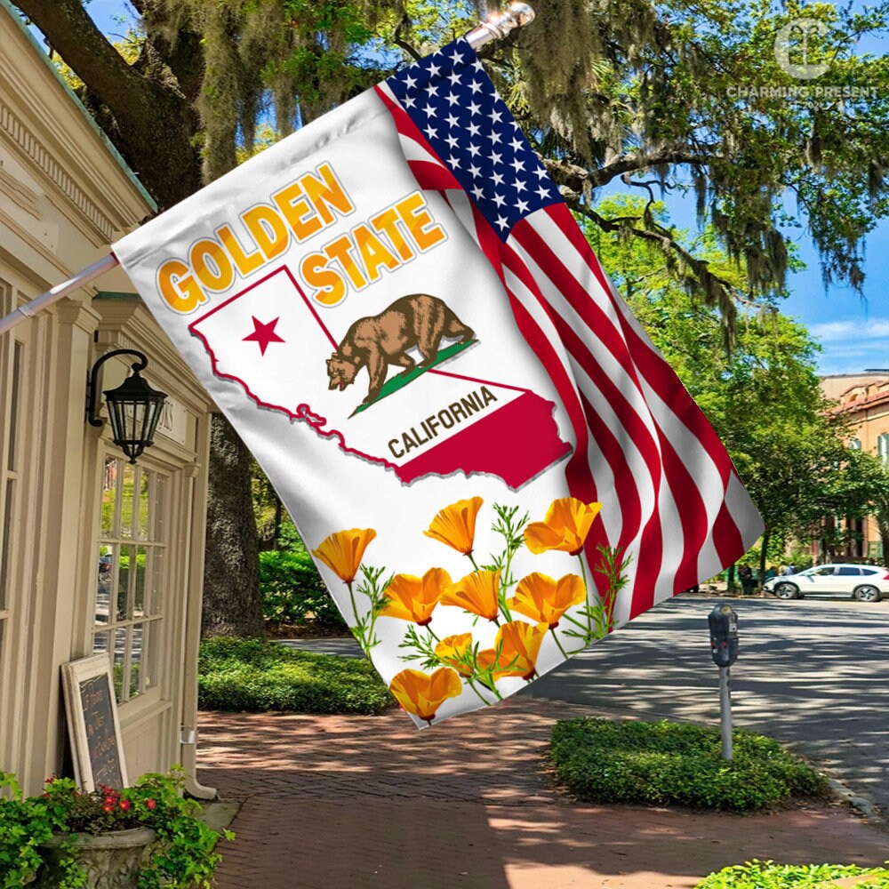 California State Flag, California Poppy House Flag, California Poppy Garden Flag sold by Ame ...