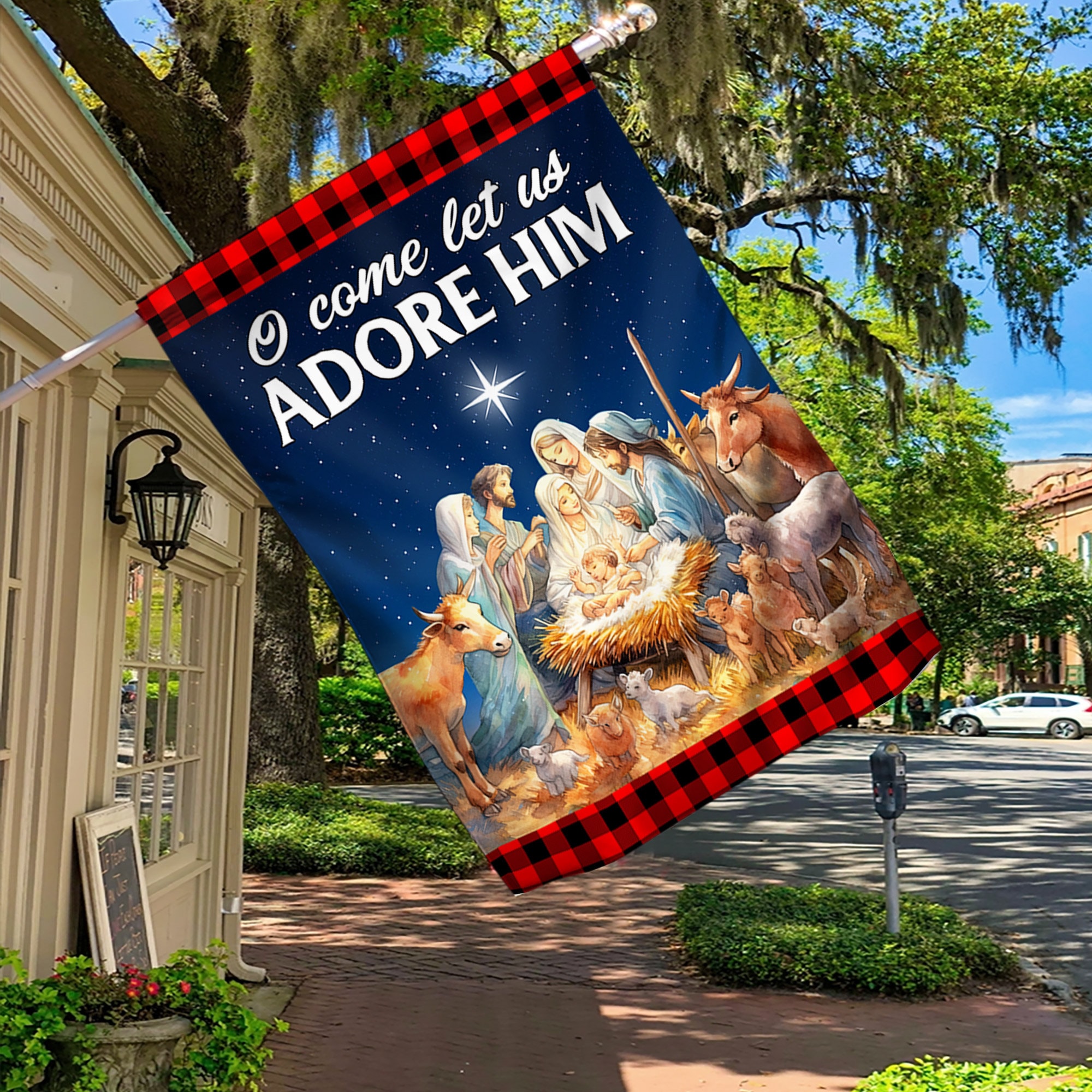 O Come Let Us Adore Him Flag, Nativity Birth of Jesus Christ Flag ...