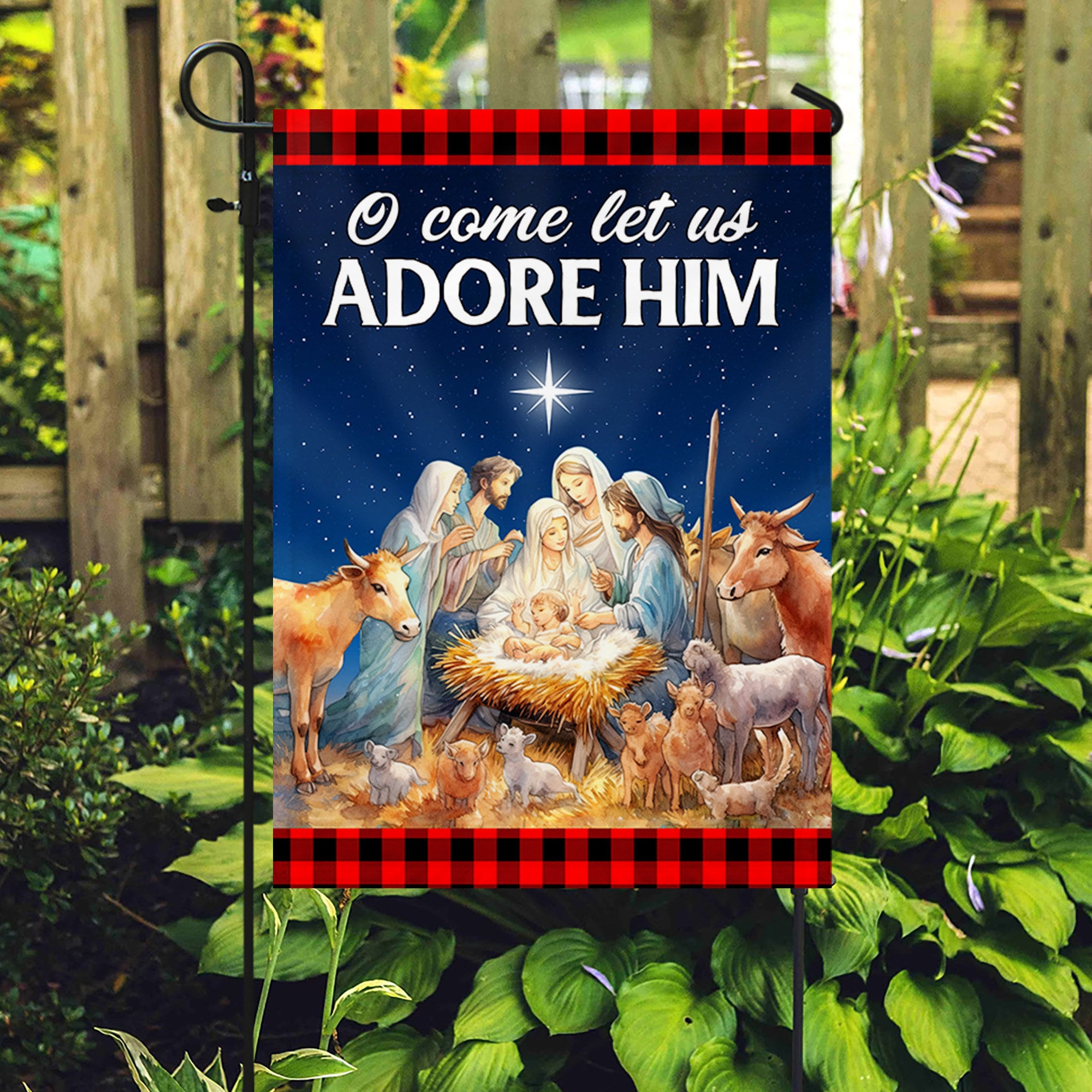 O Come Let Us Adore Him Flag, Nativity Birth of Jesus Christ Flag ...