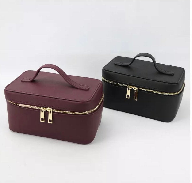 Portable Leather Toiletry Case, Makeup Organizer and Cosmetics Case - Etsy