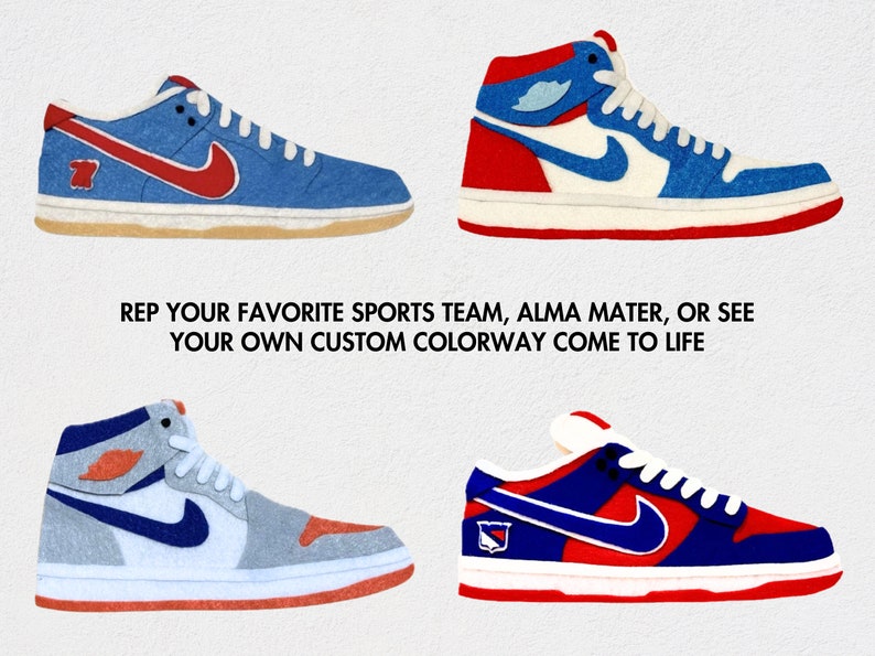 Handmade Felt Sneaker Art • Customizable Design • Favorite Sports Team ...