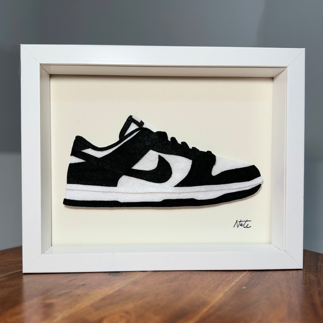 Handmade Felt Sneaker Art Dunk panda Sneakerhead Art Shadow Box Frame ...