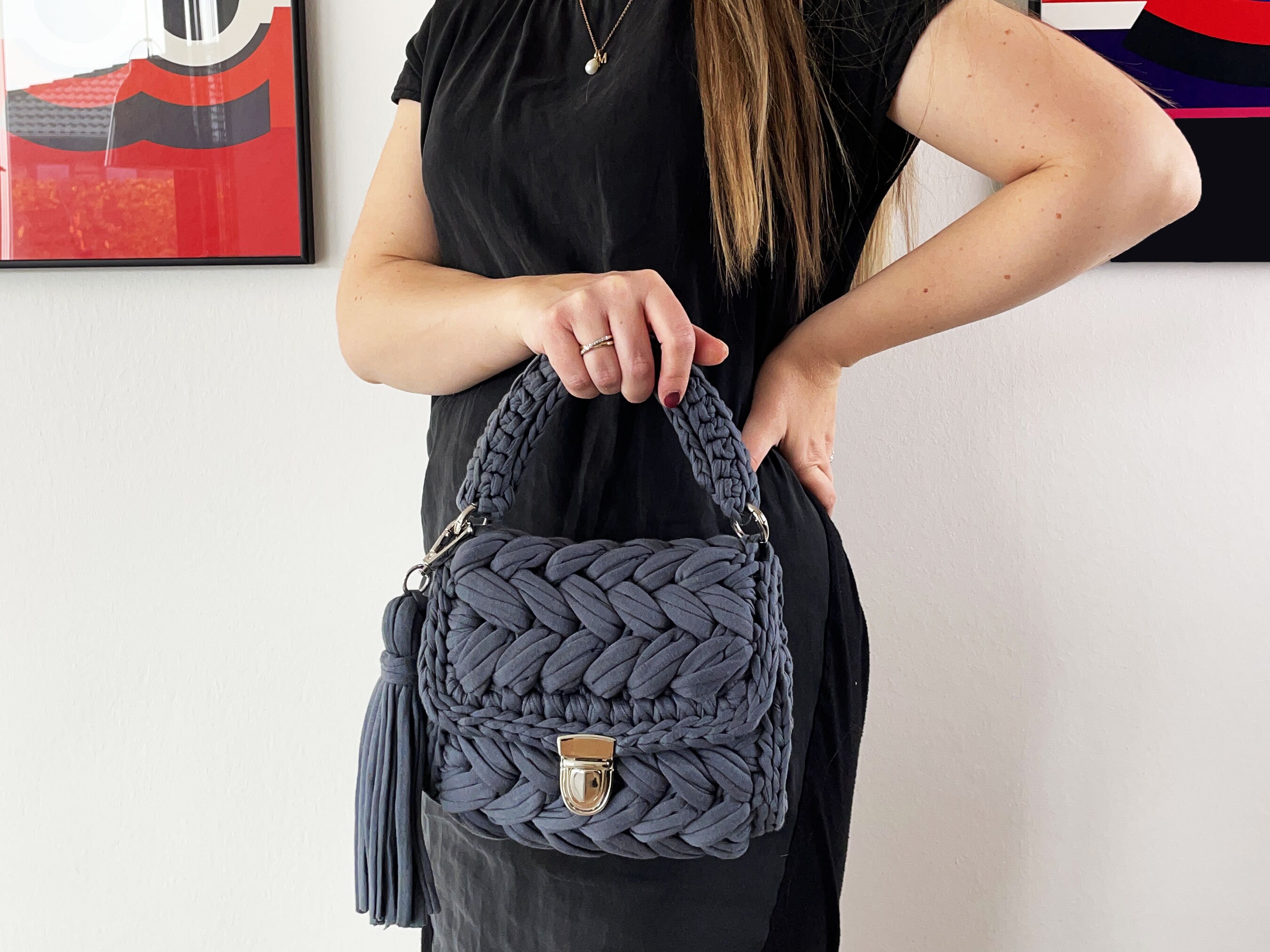 DIY Crochet Bag Kit Mini Bubble Stitch Bag FREE Crochet Pattern Video ...