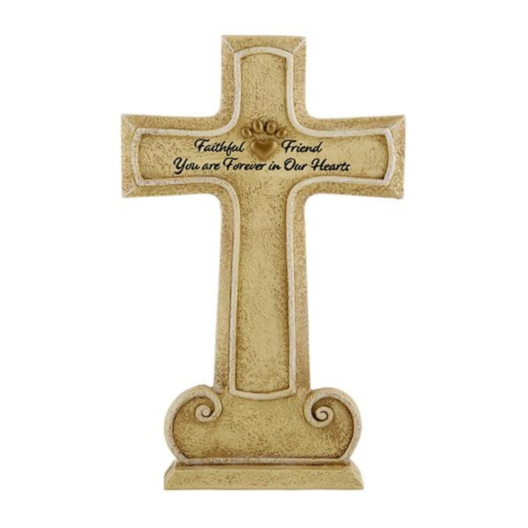 Pet Memorial Cross Forever in Our Heart Paw Print Dog Cat Keepsake - Etsy