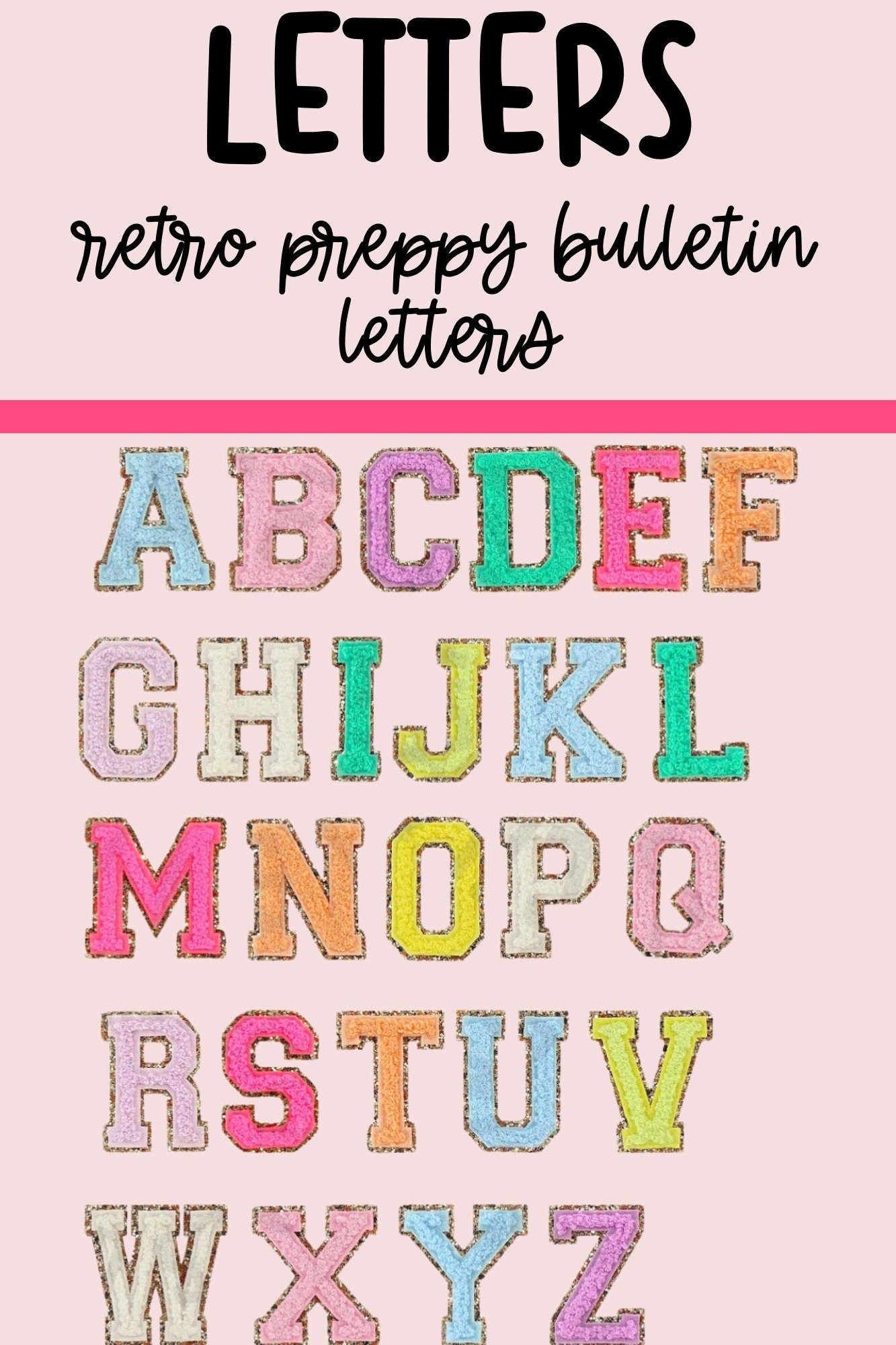 Retro Preppy Varsity Letters Bulletin Board - Etsy