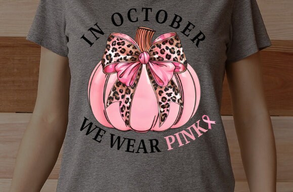 In October We Wear Pink Png Pumpkin Cheetah - Etsy