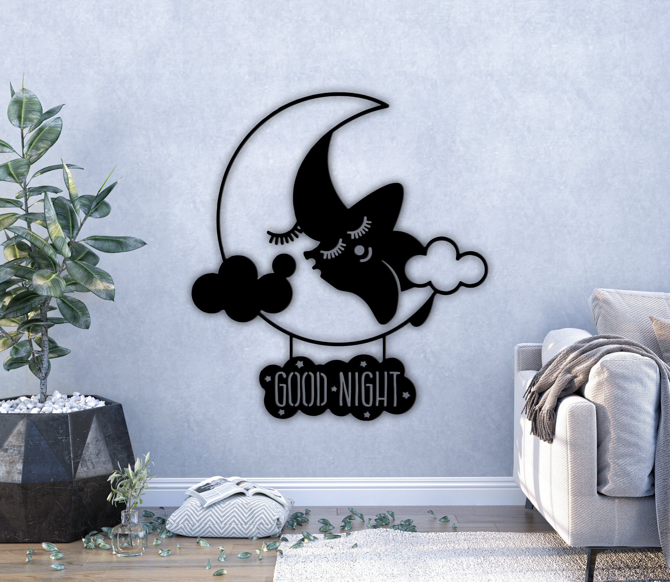 Sleepy Moon Svg, Metal Wall Art, Svg Files, Svg, Mum and Baby, Laser ...