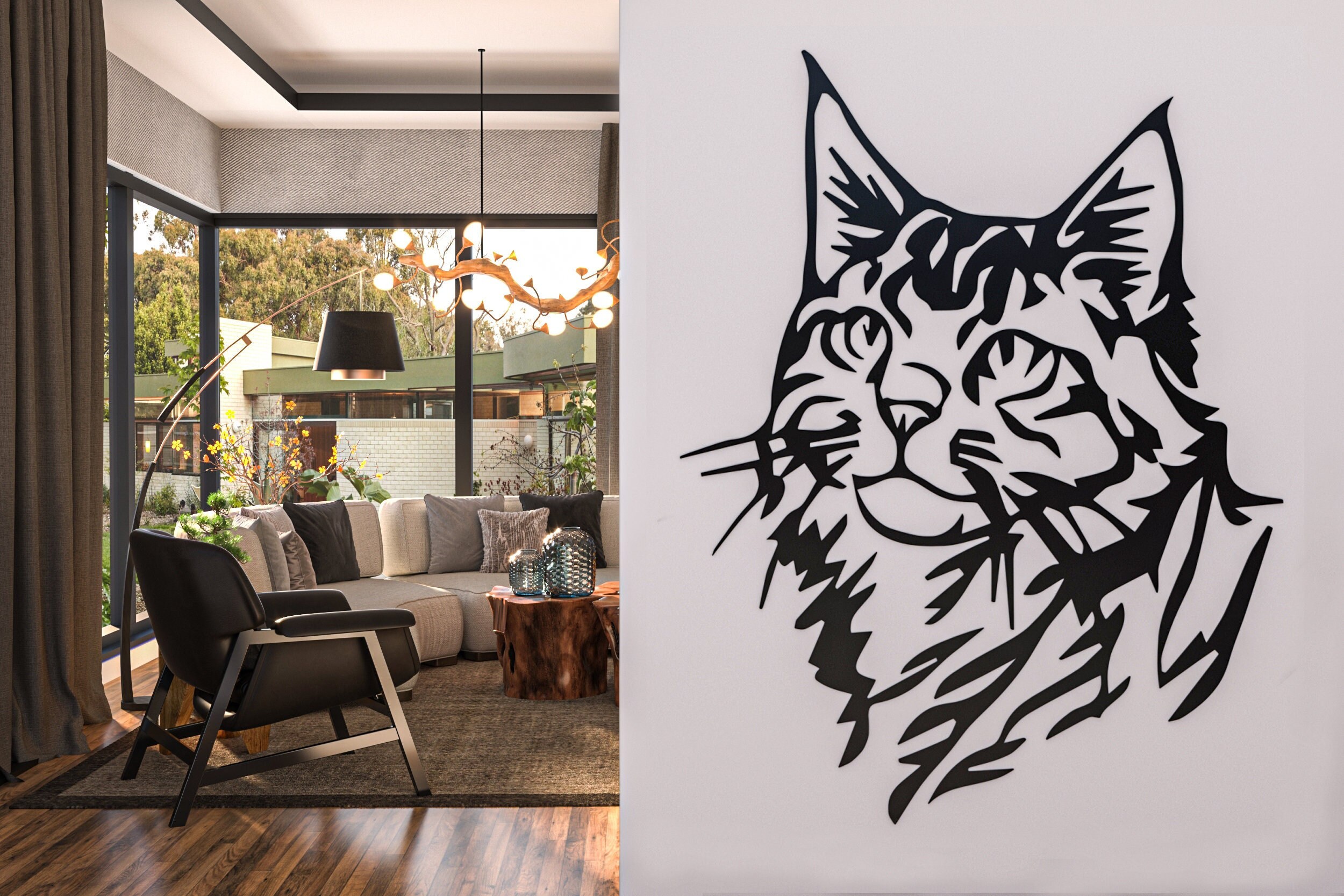 Katze svg Katze Metall Wandkunst Katze Laser geschnitten - Etsy.de