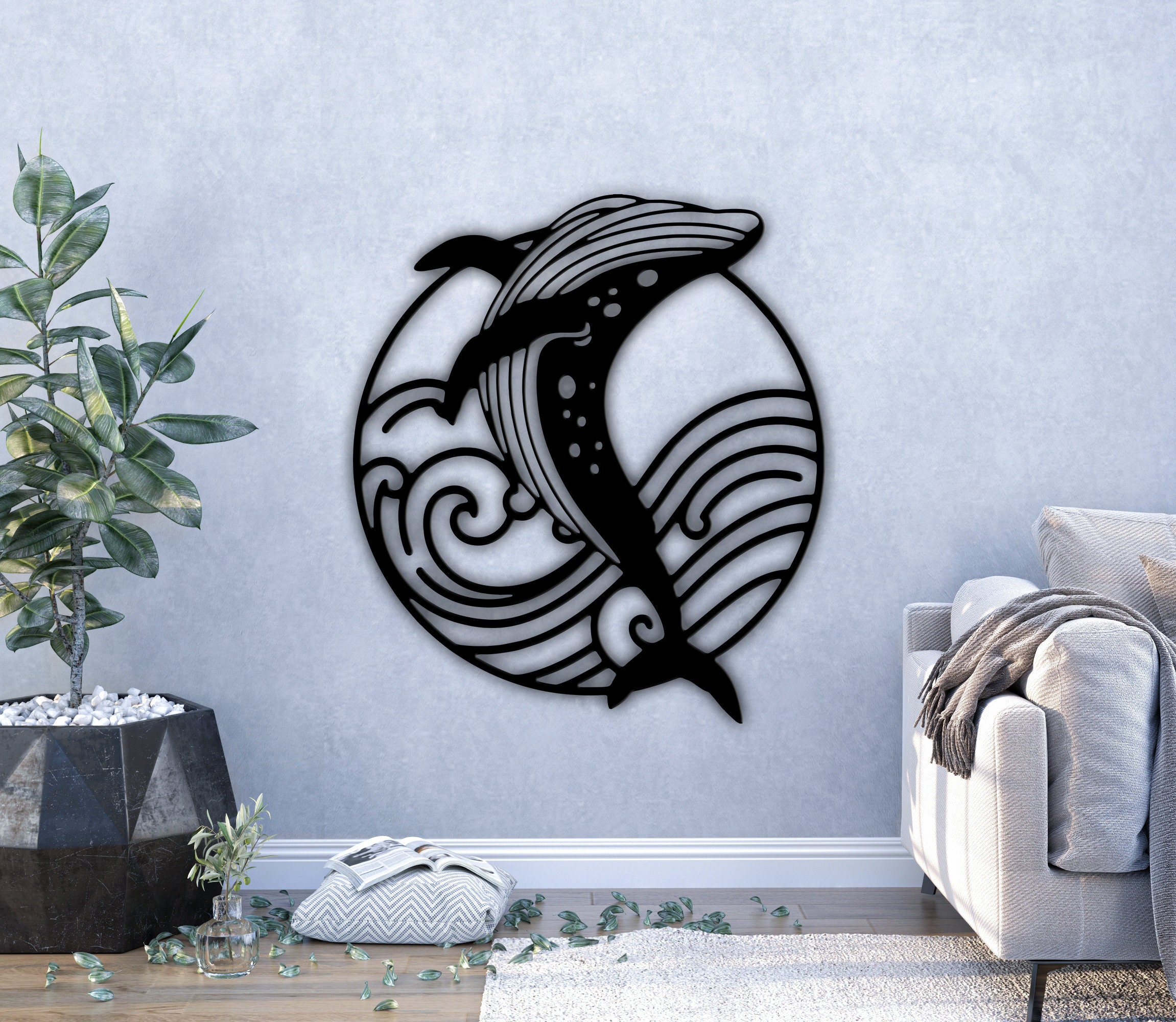 Whale Svg Whale Metal Wall Art Whale Laser Whale Sticker Whale - Etsy