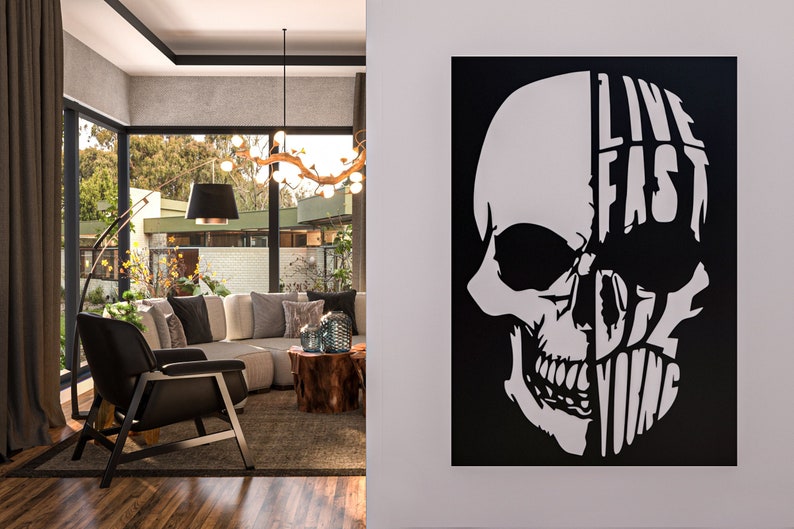 Skull DXF File Metal Wall Art Laser Cut Signboard SVG Ai - Etsy