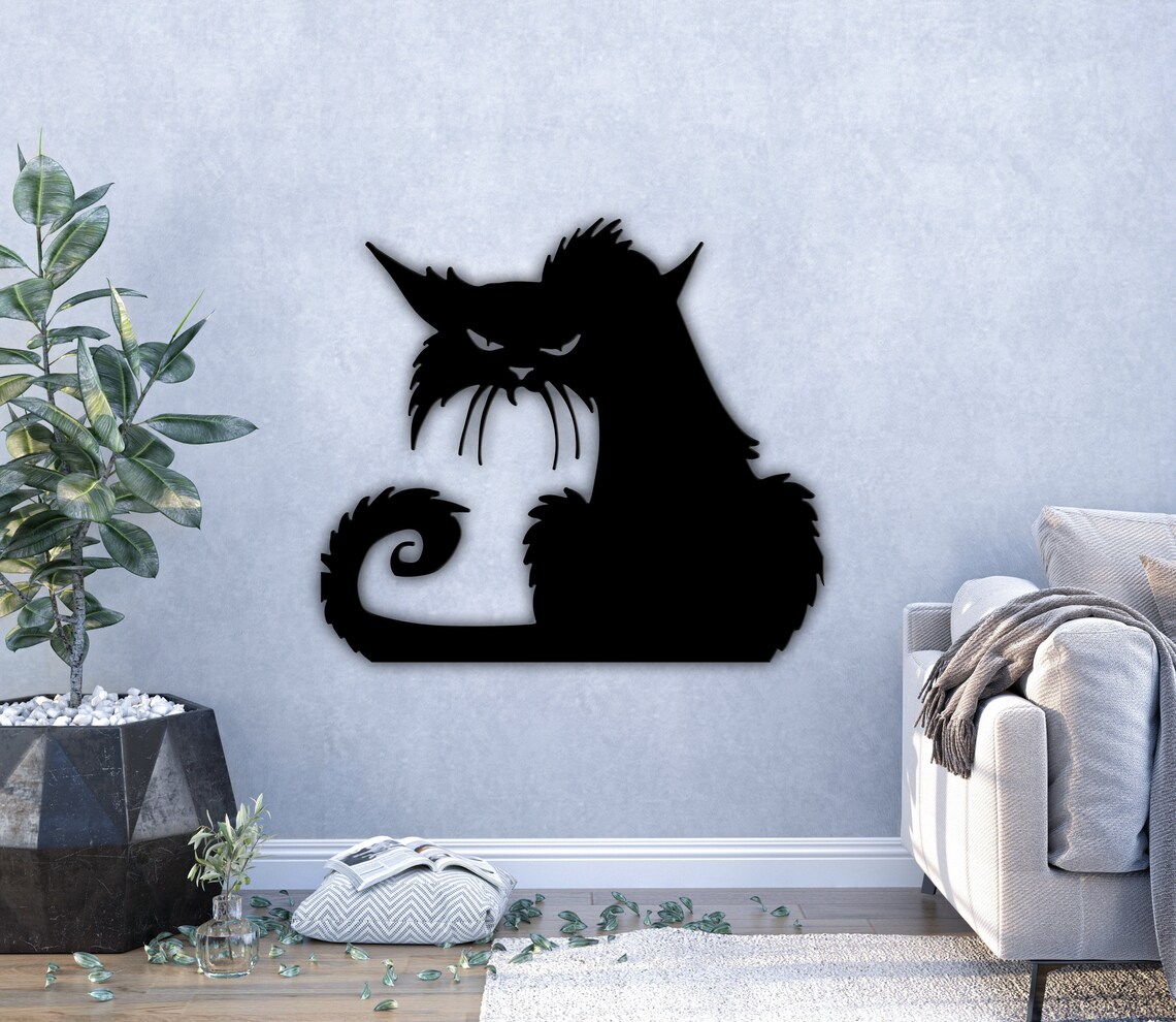 Halloween Cat DXF File, Metal Wall Art, Halloween Cat Laser File ...