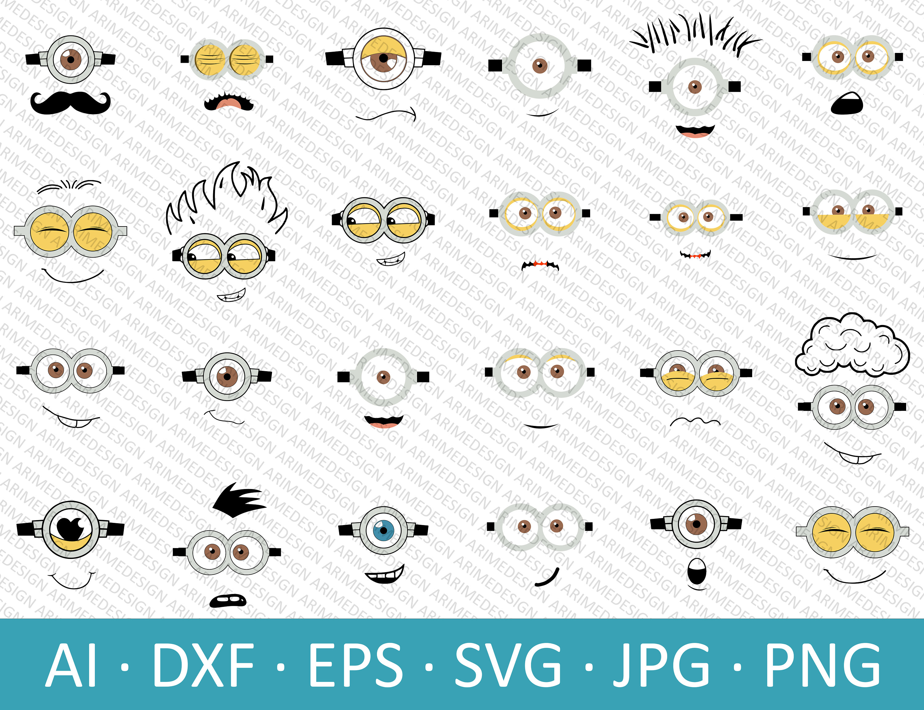 Minions Svg / Despicable Me Face Cricut Vector Bundle / - Etsy Australia
