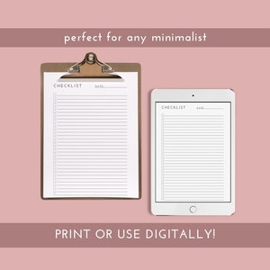 Minimalist Checklist | iPad Checklist | Printable Checklist | Digital ...
