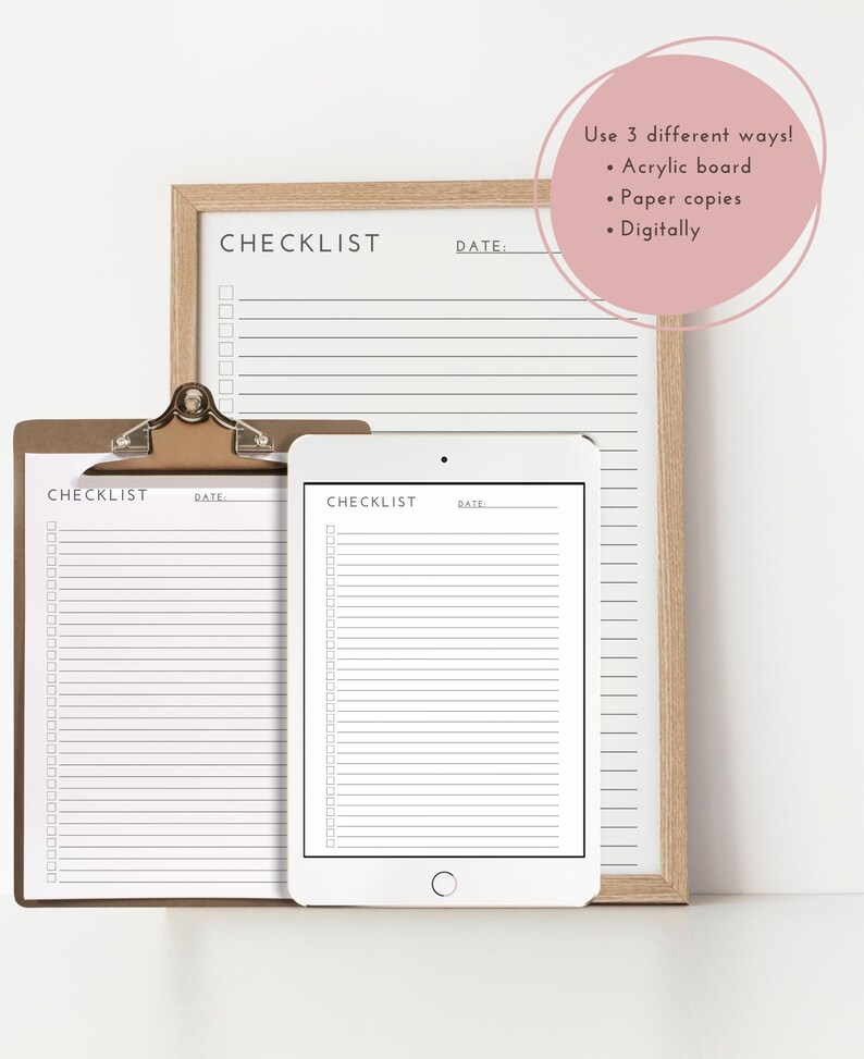 Minimalist Checklist Acrylic Board Checklist Printable Checklist ...