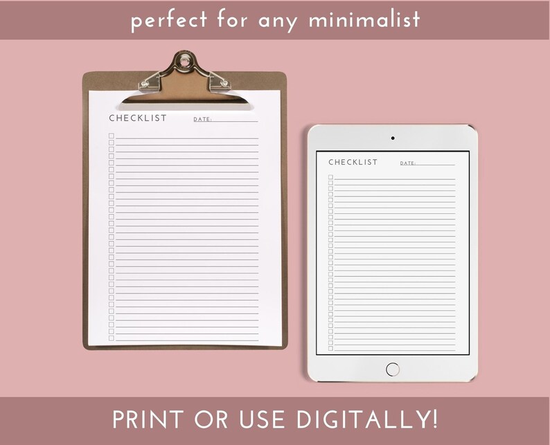 Minimalist Checklist | iPad Checklist | Printable Checklist | Digital ...