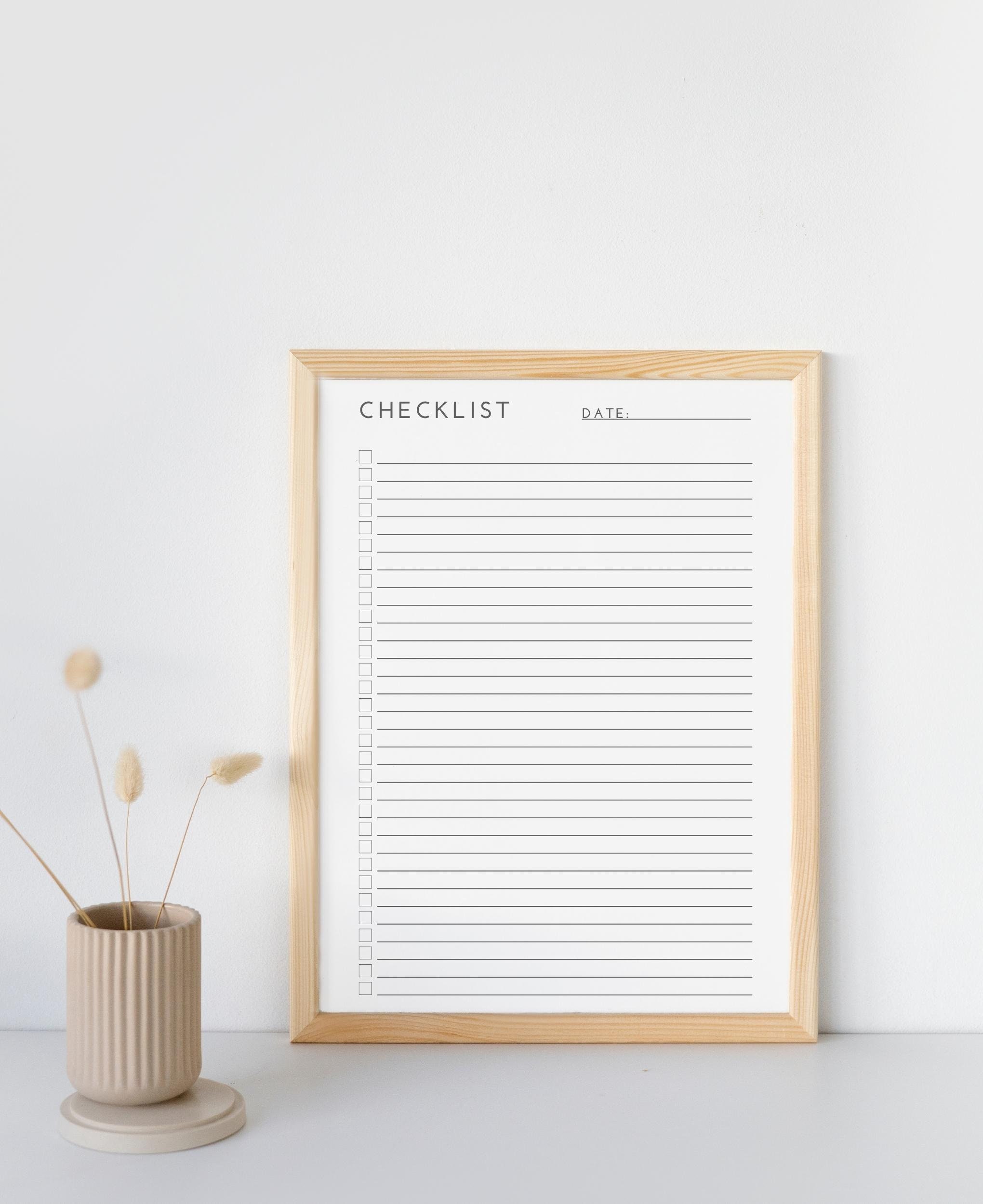 Minimalist Checklist | Acrylic Board Checklist | Printable Checklist ...