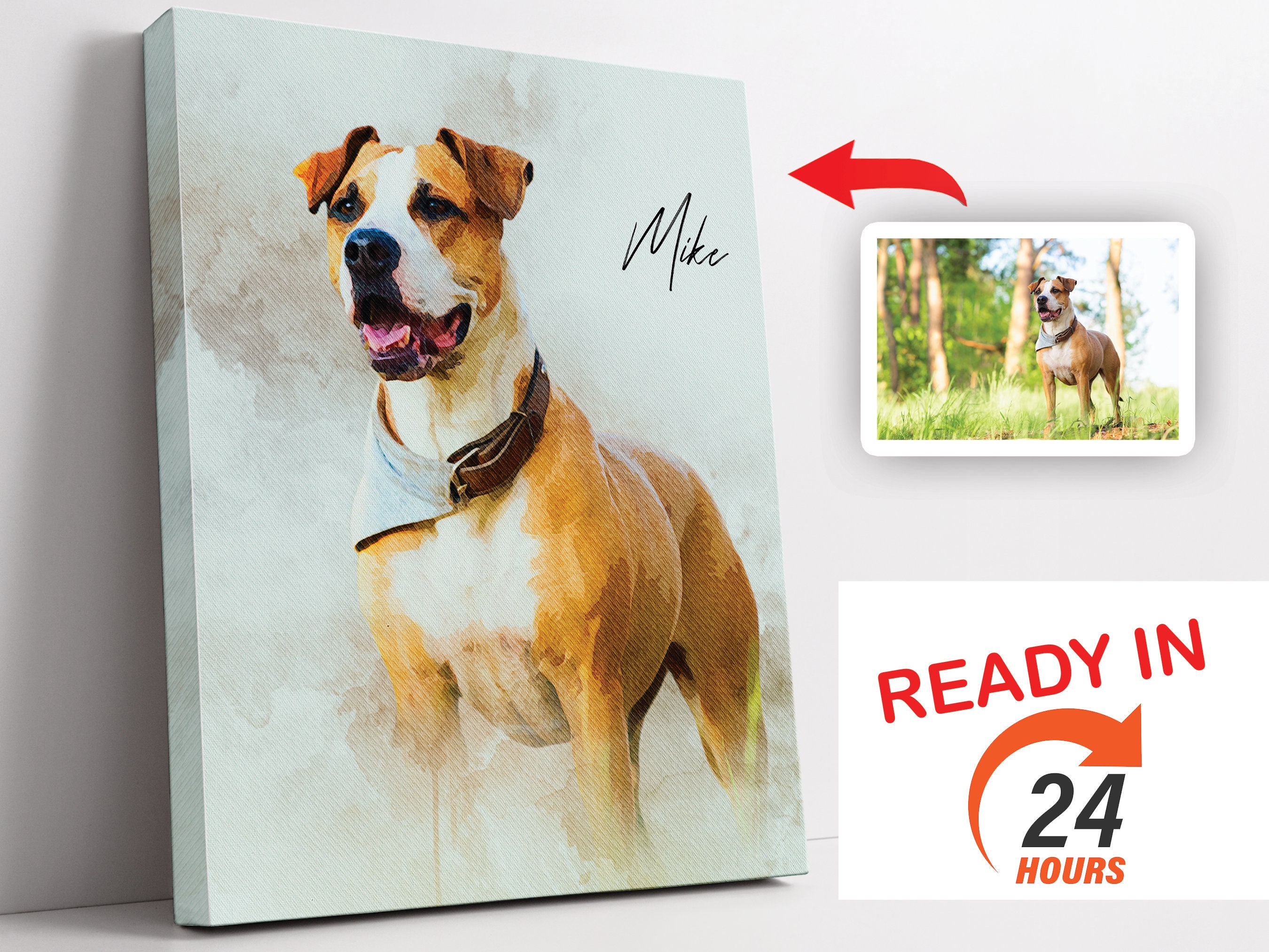 Custom Watercolor Dog Portrait Personalized Pet Art High-res From Your ...