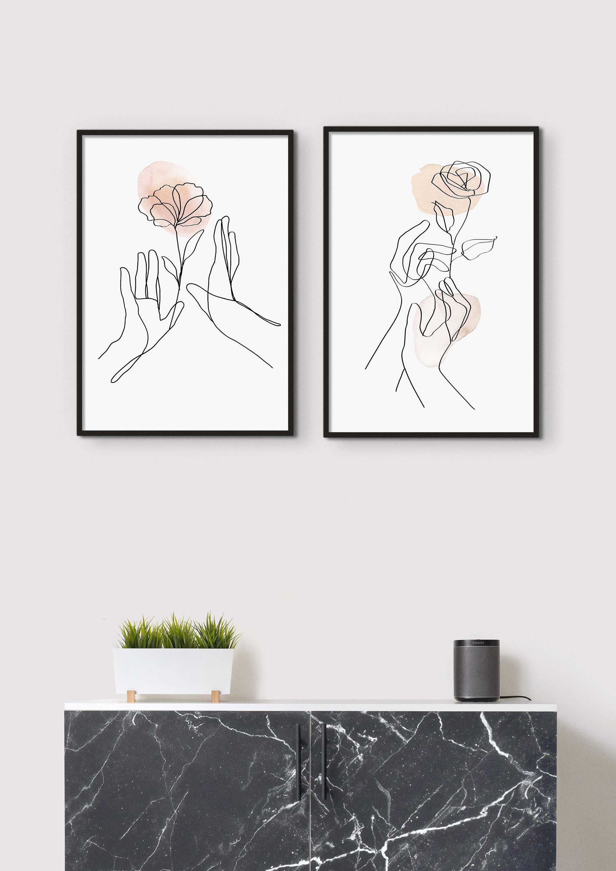 Minimalist Wall Art Set of 3 Neutral One Line Art Prints - Etsy