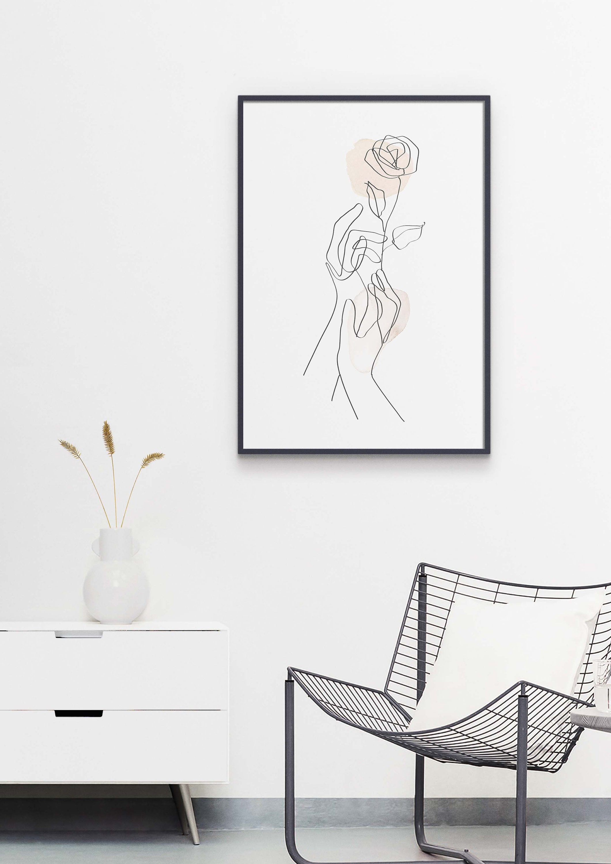 Minimalist Wall Art Set of 3 Neutral One Line Art Prints - Etsy