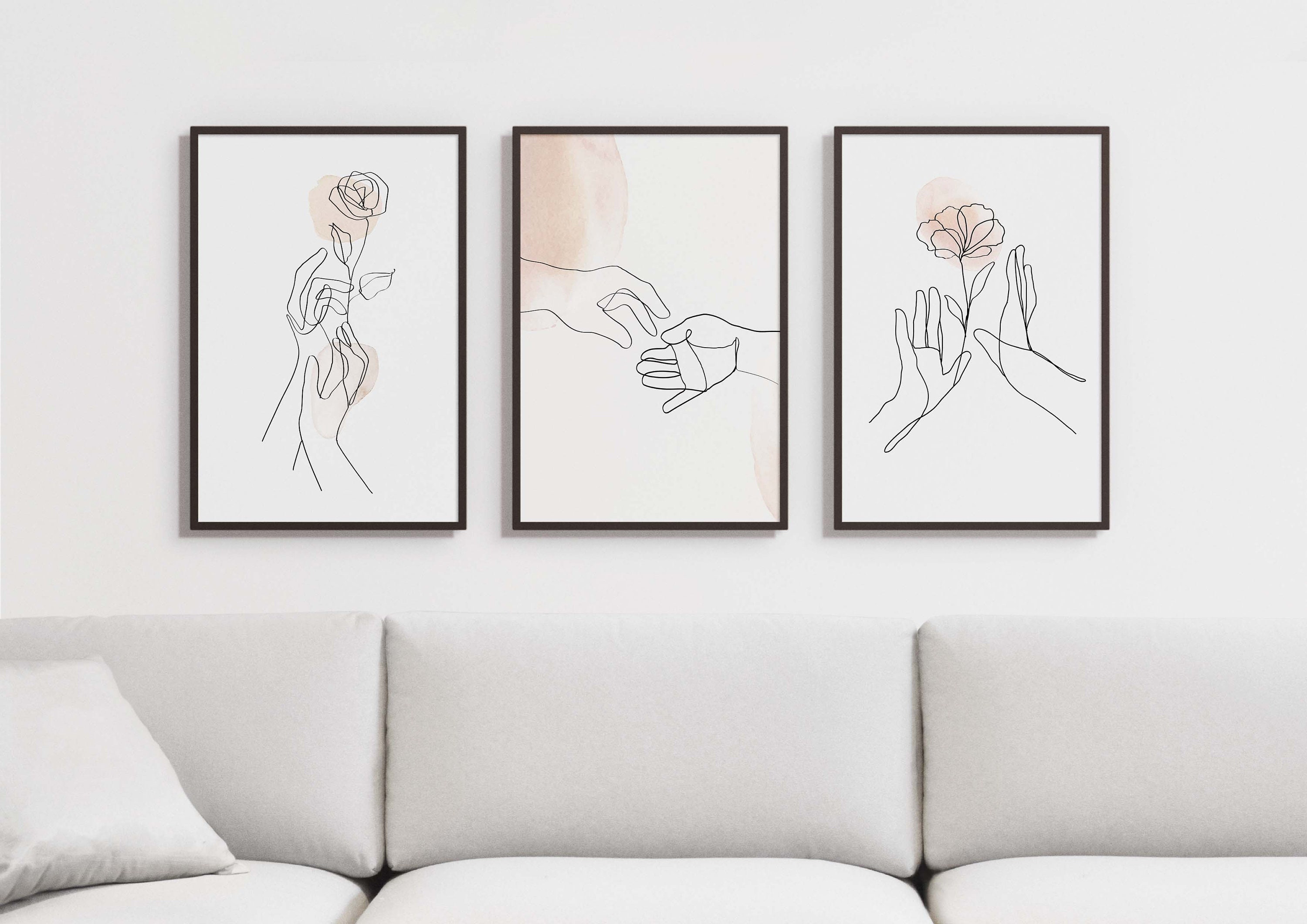 Minimalist Wall Art Set of 3 Neutral One Line Art Prints - Etsy