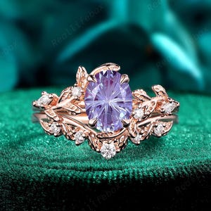 Firework Cut Alexandrite Engagement Ring 14K Rose Gold Oval Cut Color ...