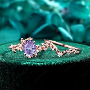 Firework Cut Alexandrite Engagement Ring 14K Rose Gold Oval Cut Color ...