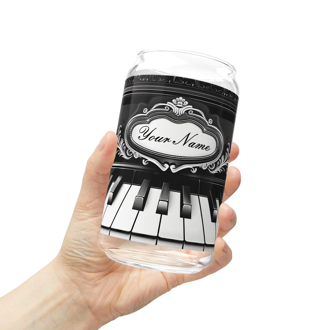Personalized Name Sipper Glass Piano Keyboard Music Lover Gift - Etsy
