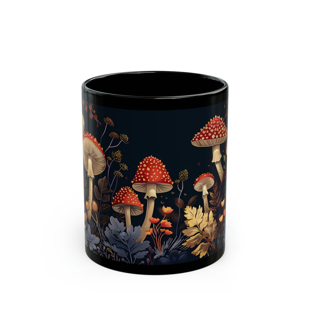 Sgraffito Mushroom Forest Night Mug - Etsy