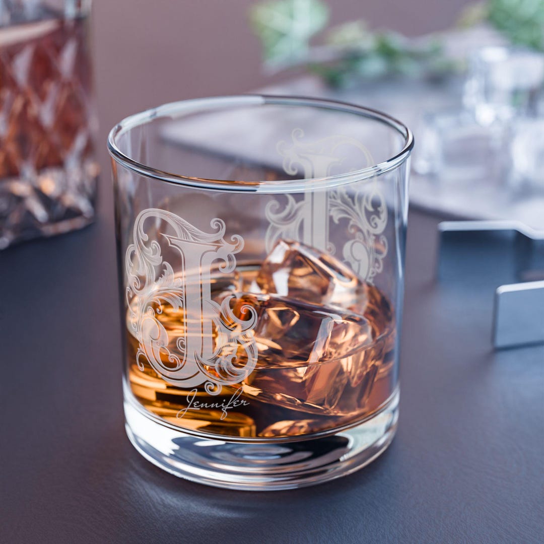 Personalized Whiskey Glass, Custom Engraved Bourbon Glass, Birthday ...