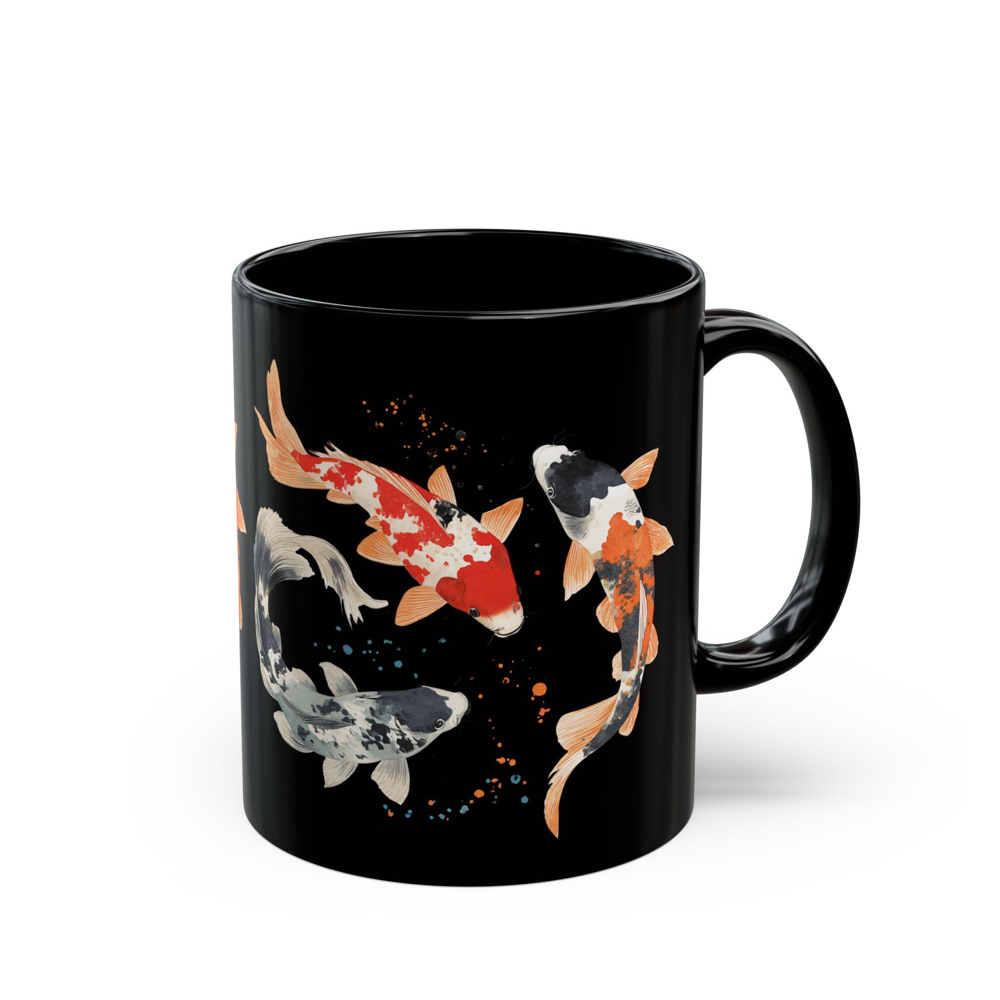 Ceramic Mug With Koi Fish Watercolor Design Black Mug (11oz, 15oz) - Etsy