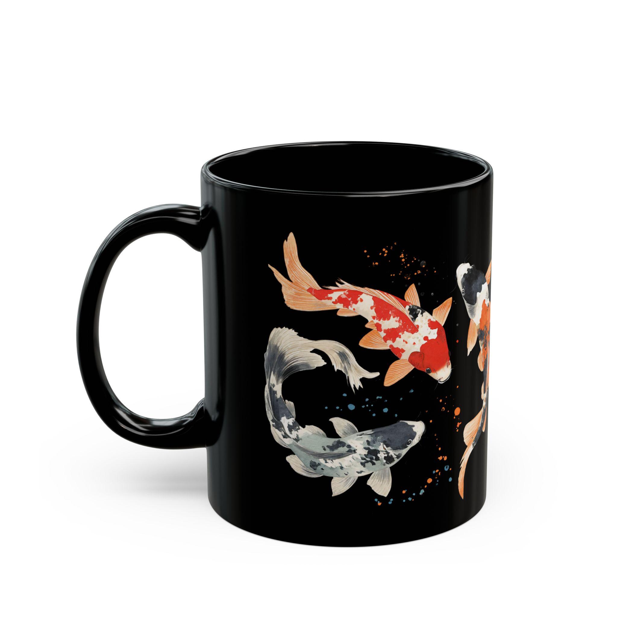 Ceramic Mug With Koi Fish Watercolor Design Black Mug (11oz, 15oz) - Etsy
