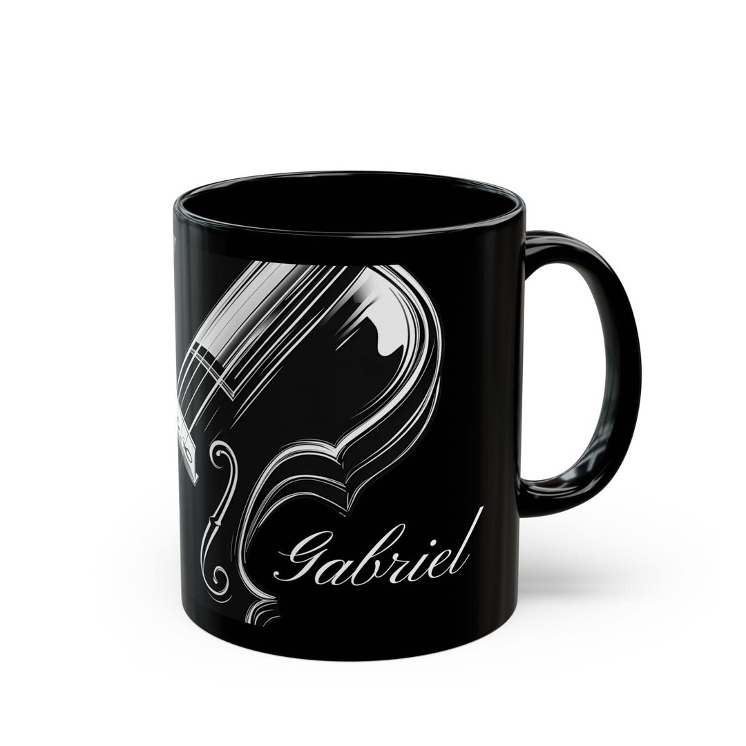 Custom Name Mug With Violin Design Music is My Passion Black Mug (11oz ...