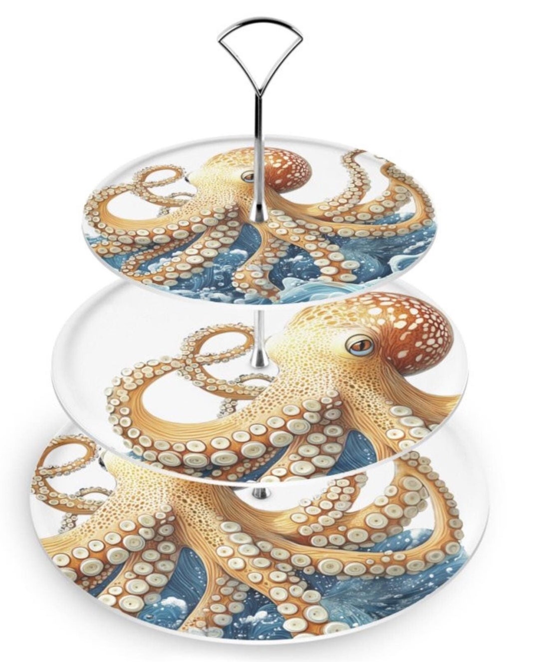 Octopus Three-tier Serving Tray – Marine-themed Dessert Stand - Etsy