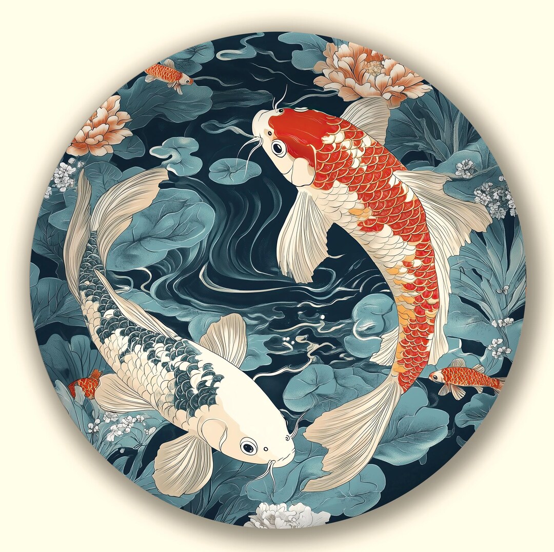 Koi Fishes Bone China Plate | Japanese Fine Art Dinner Plate 10.4 ...