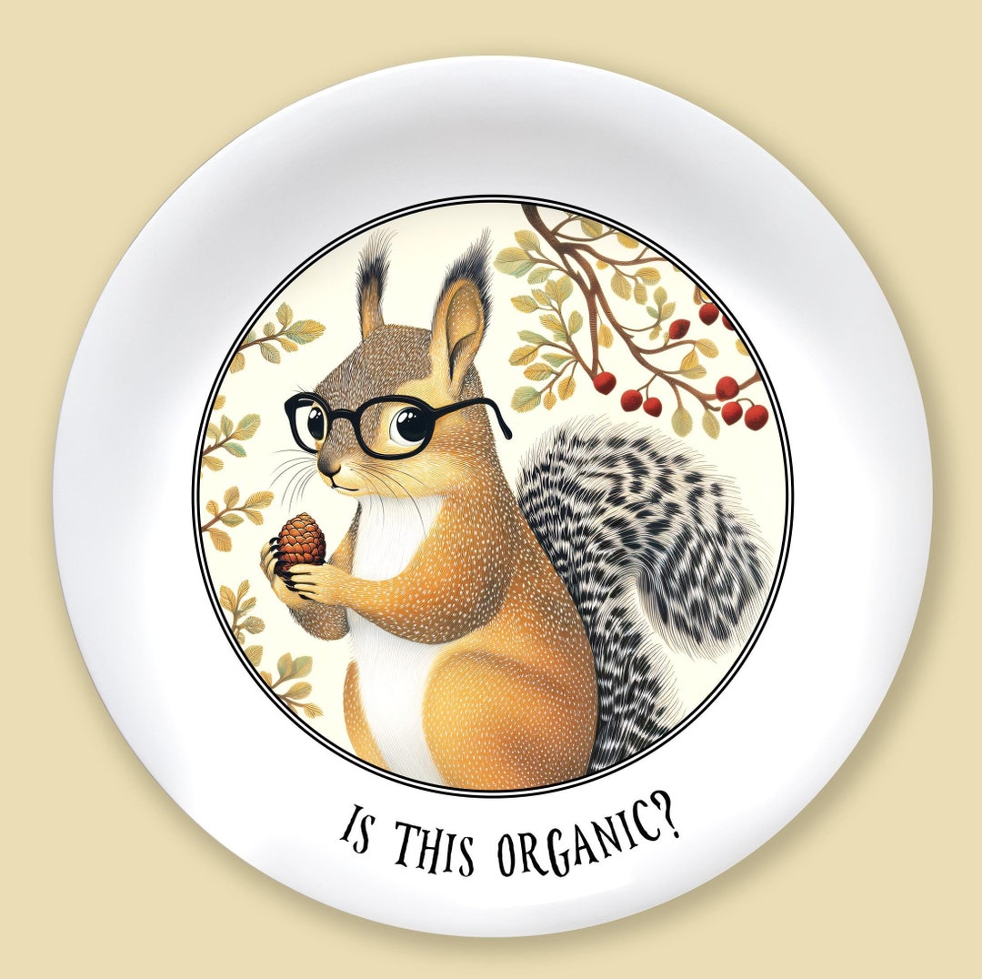 Cute Squirrel Dinner Plate – “is This Organic?” - Etsy