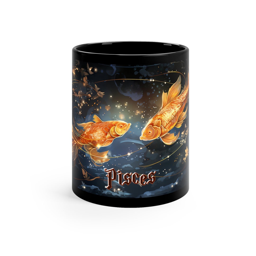 Pisces Zodiac Mug: Black Ceramic Coffee Mug, Astrology Gift - Etsy