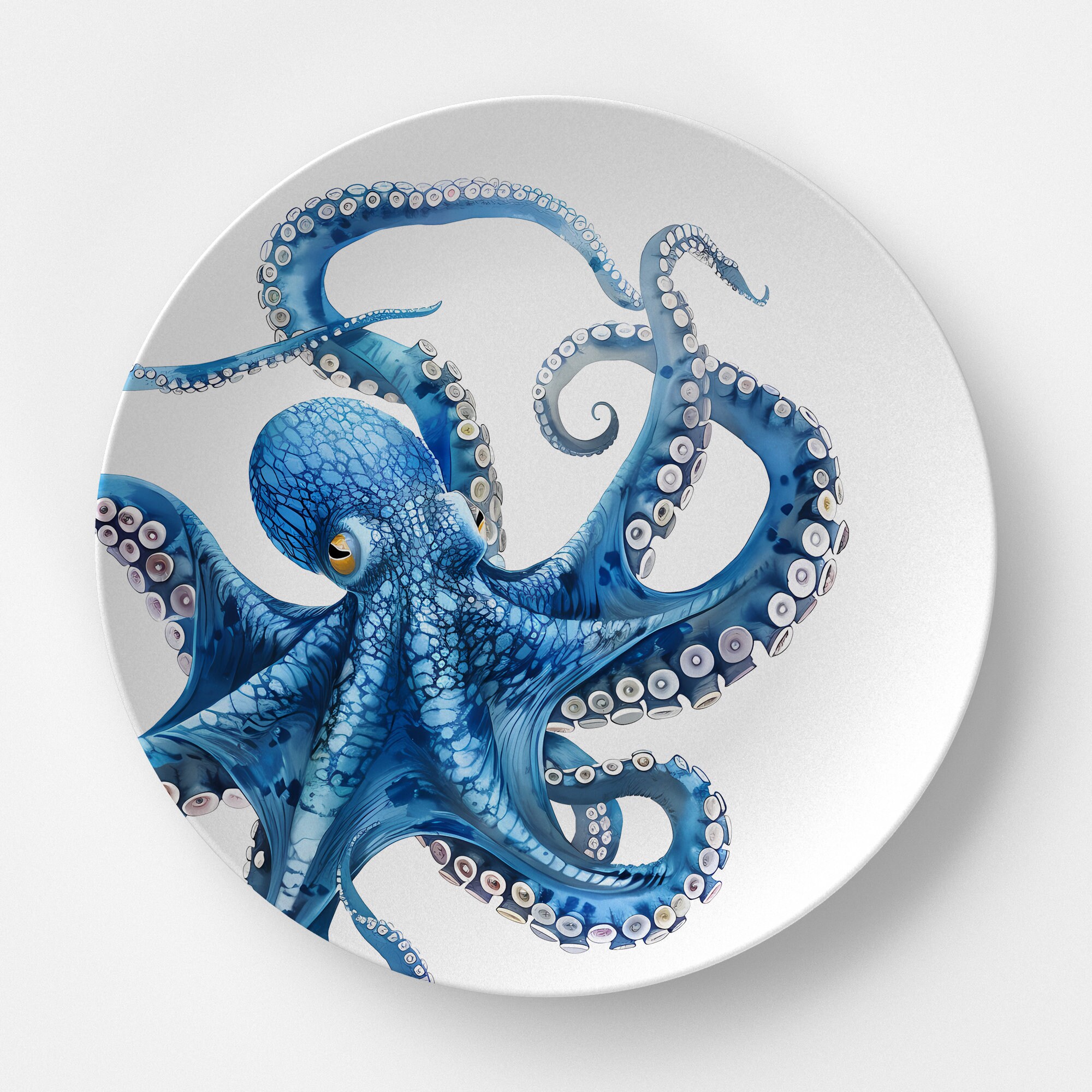 Enchanting Blue Octopus Decoware 10-inch Dinner Plate - Etsy