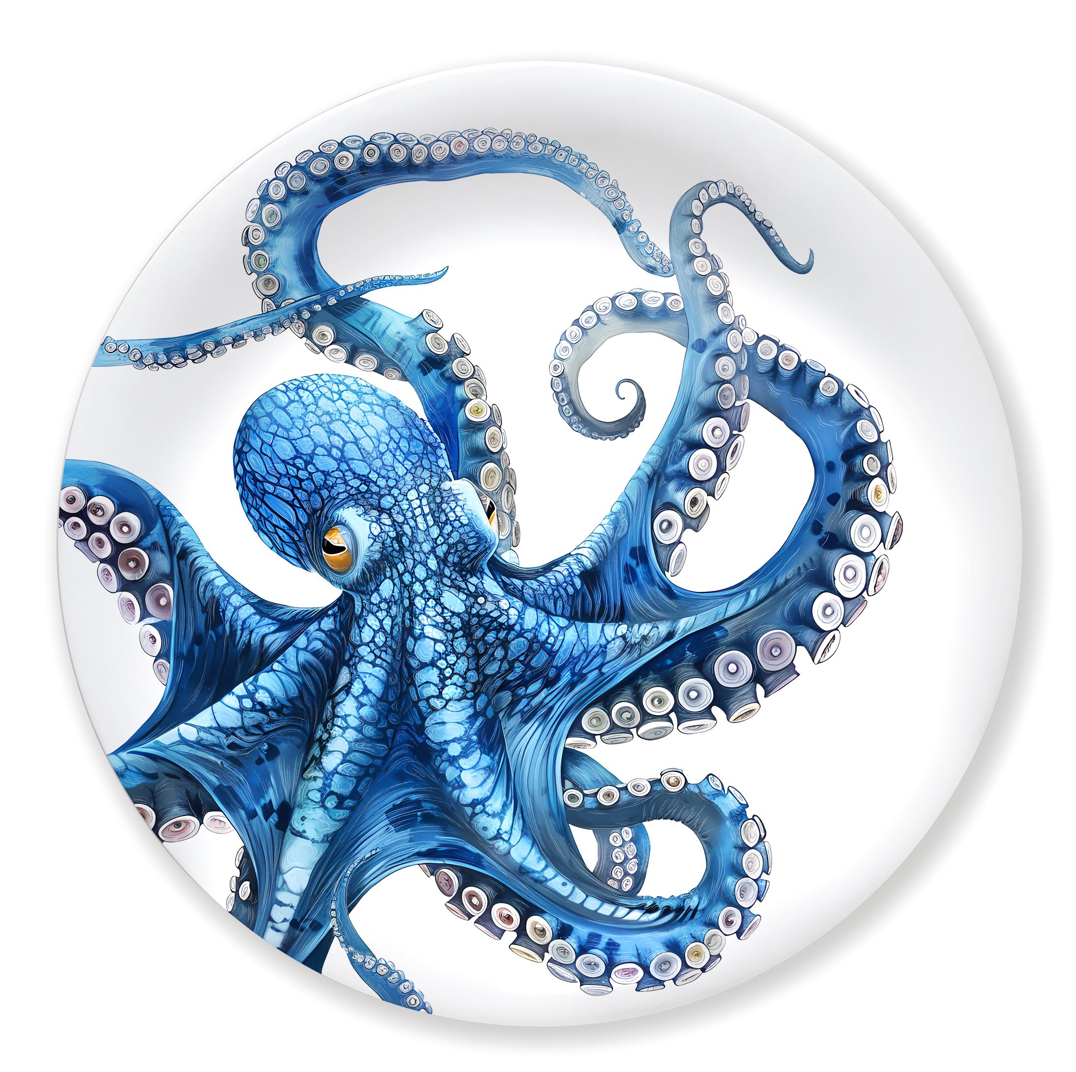 Enchanting Blue Octopus Decoware 10-inch Dinner Plate - Etsy